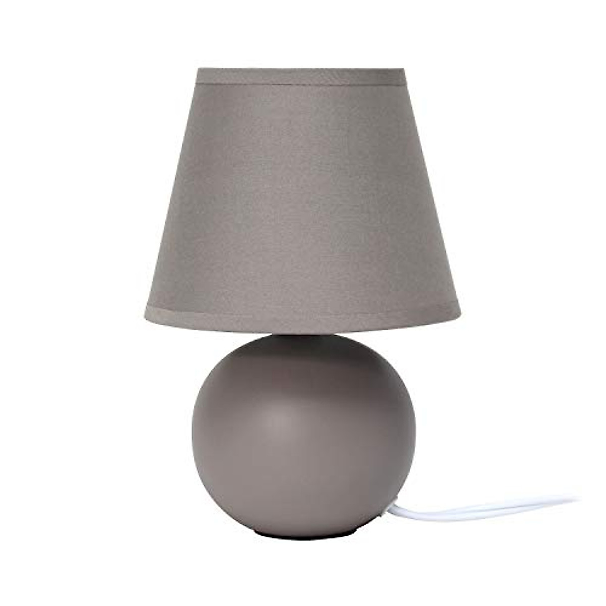 Simple Designs LT2008-GRY Mini Ceramic Globe Table Lamp with Matching Fabric Shade, Gray 5.51 x 5.51 x 8.66