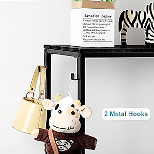 Black Console Table Narrow Modern Entryway Table Small Behind Couch Table Skinny Sofa Table Hallway Table with Hooks for Living Room Foyer Bedroom Corridor Office