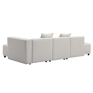 Merax Modern Upholstered L-Shape Sofa Couch with Chaise and 2 Pillows, 4-Seater Couch with Plastic Legs for Living Room Bedroom Office (Beige)