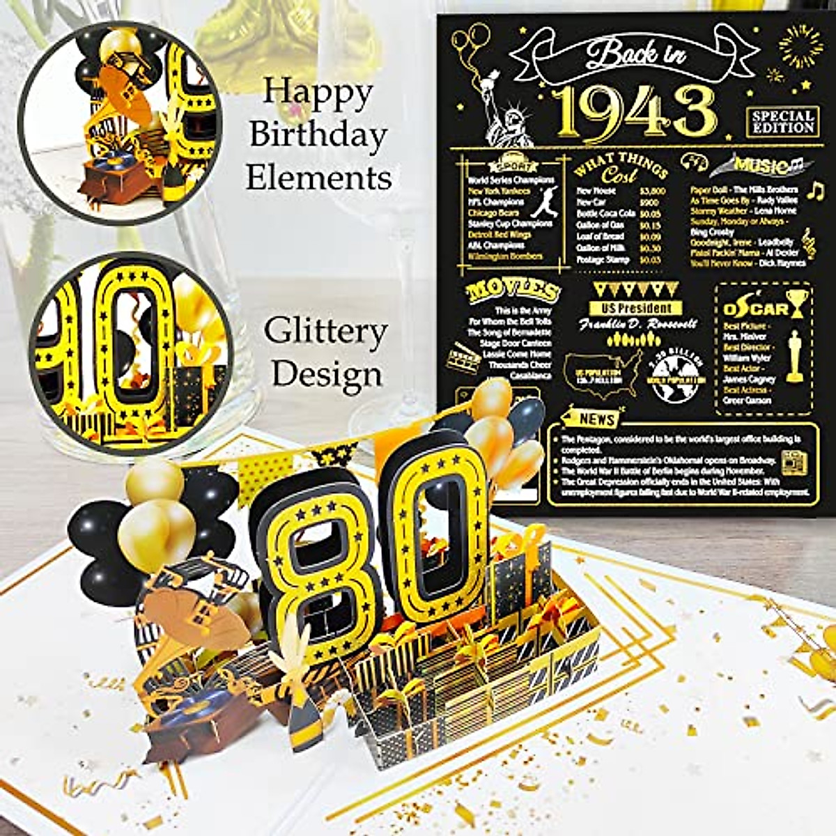 50th Birthday Pop Up Cards for Women or Men, 3D Greeting Card with Gilding Poster Cover, Funny 50th Birthday Gifts Idea for Party Supplies, Unique 50 Year Anniversary For Mom Dad, Back In 1973, Jumbo