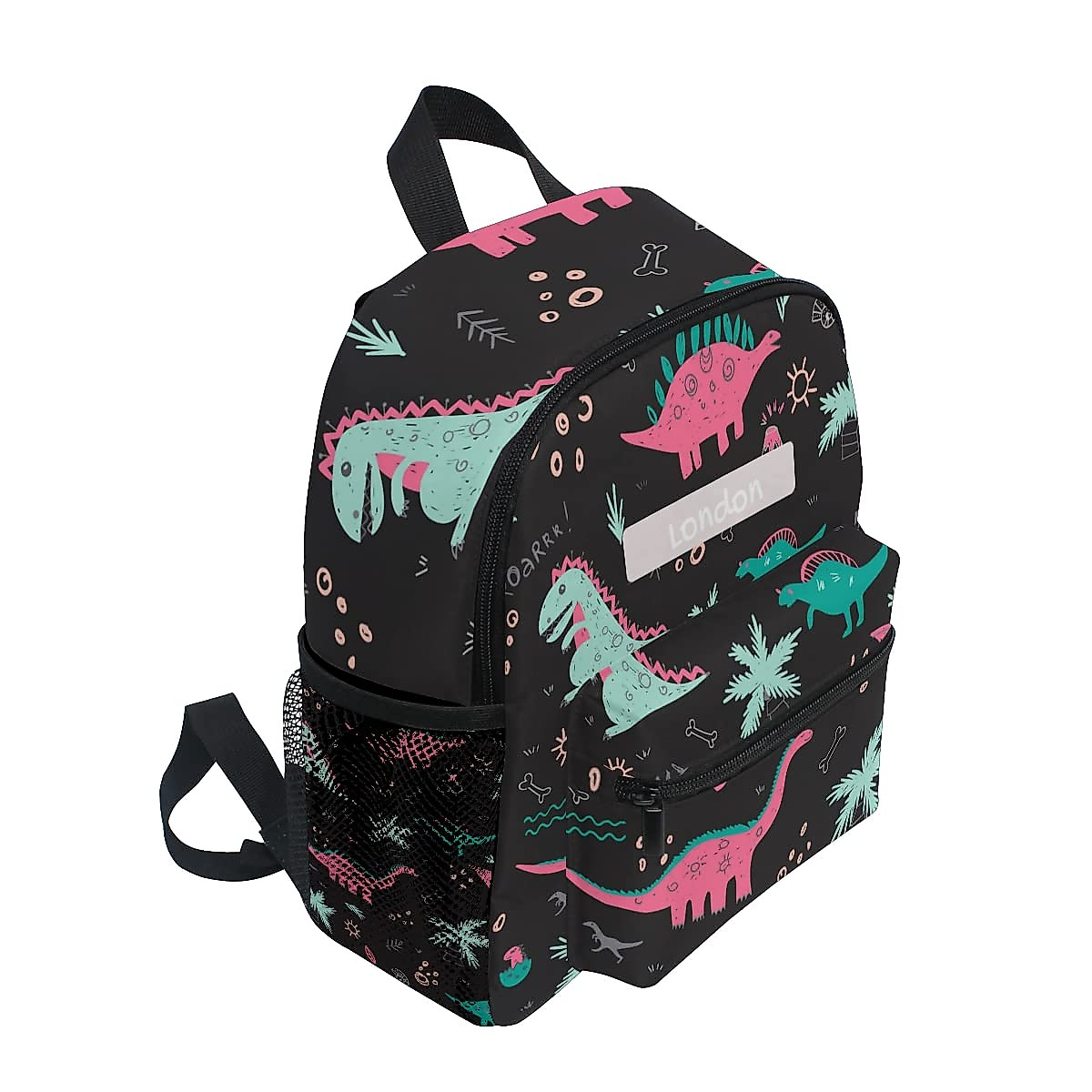 OREZI Custom Kid's Name Toddler Backpack,Personalized Backpack with Name/Text Daycare Bag,Customization (Childish Pink Dinosaur) Nursery Bag Preschool Backpack Baby Diaper Bag, toddler bag