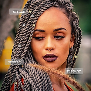 LABOTA 201 Dreadlock Jewelry, Beads for Hair Braids, Hair Jewelry for Women Braids, Metal Gold box Braids Rings Cuffs Clips for locs Dreadlock Accessories Hair Decorations