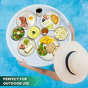 Miizula Premium 16 Pcs Beige Wheat Straw Plastic Dinnerware Sets - Unbreakable Reusable Wheat Straw Bowls and Plates Dinner Set - Microwave Dishwasher Freezer Safe - Deep Spillproof - Eco Friendly