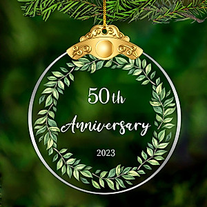 50 Years As Mr. & Mrs. Christmas Glass Ornament 2023 - Christmas Ornament Gift for Fifty 50 Years Couple Husband & Wife Married - Holiday Decoration Gift for 50th Wedding Anniversary - (50 Years)