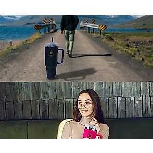 MONOHYDRO 40 oz Tumbler with Handle and Straw - tumbler with straw Stainless Steel Insulated Cup -stainless steel straw, Eco-friendly Materials - maintain temperature up to 24+ hours - Midnight Navy