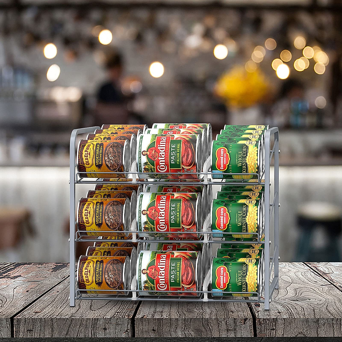 BTY Can Organizer for Pantry Stackable 2 Pack, Can Storage Organizer Rack Stacking Can Dispensers Small Space Holds up to 36 Cans for Pantry, Kitchen, Cabinet- Silver