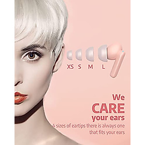 AIHOOR Wireless Earbuds for Music and Sports, Bluetooth 5.3 in-Ear Headphones with Extra Bass Built-in Mic Touch Control 30hr Battery Earphones, Waterproof (Pink)