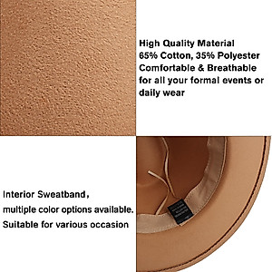 Geyanuo Womens Fedora Hat Classic Wide Brim Floppy Panama Hat with Ring Belt Buckle Wool Fashion Fedora Hat