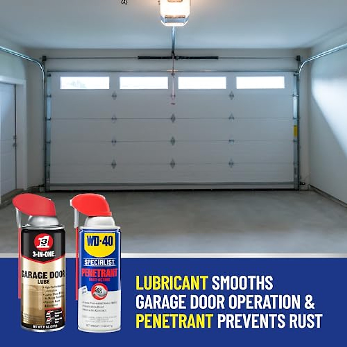 WD-40 Specialist Penetrant & 3-IN-ONE Garage Door Lube Combo Pack, Smart Straw Sprays 2 Ways, Fast-acting penetrant, Quick-drying garage lubricant, Penetrant and Garage Door Lube 11oz cans (Pack of 2)