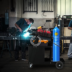 Yoluckea 4 Drawer Welding Tool Cart, Heavy Duty Wheels Steel Welding Trolley with 2 Safety Chains and Tank Storage, Welding Carts for MIG/TIG Welder and Plasma Cutter,100 Lbs Load (4 Drawers)