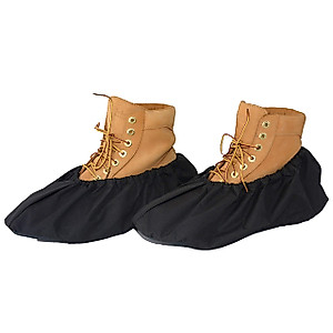 2 Pairs Non Slip waterproof Reusable shoe Covers for contrators and Carpet Floor Protection, Machine Washable.LARGE