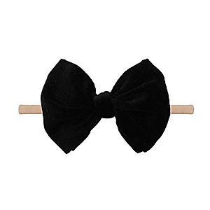 YanJie Baby Leopard Velvet Bow Headbands - 3 Pack Cotton Nylon Headband Baby Photography Hair Bow (4.5 black-velvet)