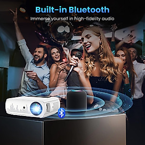 GROVIEW Projector, 15000lux 490ANSI Native 1080P WiFi Bluetooth Projector, 300'' Video Projector, Supports 4K & Zoom, 5G Sync, Compatible with HDMI USB/ AV/ Smartphone/ Pad/ Laptop/ DVD/ TV Stick/ PS5