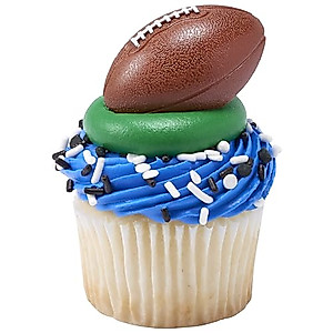 DECOPAC 3D Football Rings, Cupcake Decorations, Food Safe Cake Toppers – 24 Pack, Multicolor