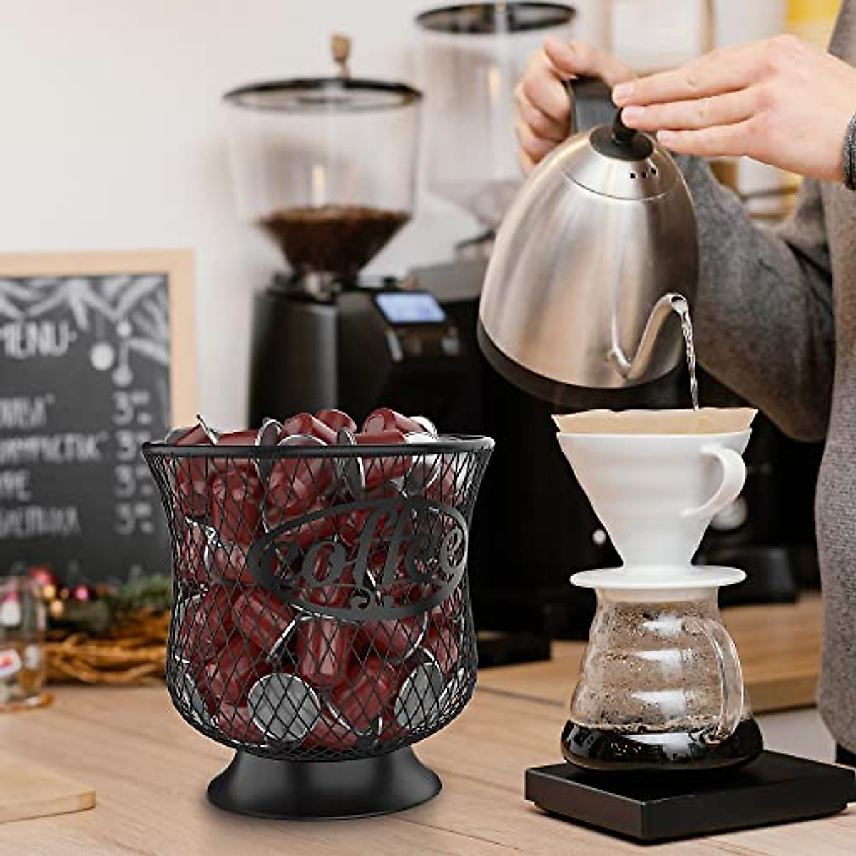 ITHSKUILL Coffee Pod Holder, Sturdy K Cup Organizer, Large Capacity K Cup Storage for Keuring Espresso Capsule Coffee Creamer, Easy to Refill and Organize for Cafe Bar, Coffee Bar Decor