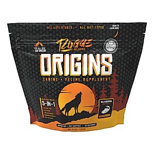 ROGUE PET SCIENCE Origins 5-in-1 Dog Supplement - Powdered Food Topper w/Natural Omega 3 Fish Oil - Supports Healthy Digestion, Skin, and Coat - Helps Reduce Itching & Joint Inflammation (2 lbs)