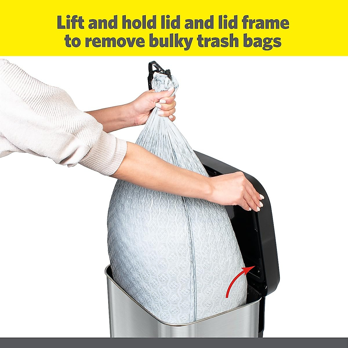 Glad Stainless Steel Step Trash Can with Clorox Odor Protection | Large Metal Kitchen Garbage Bin with Soft Close Lid, Foot Pedal and Waste Bag Roll Holder, 20 Gallon, Stainless