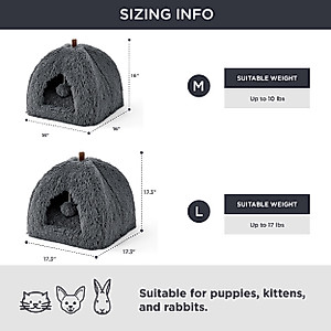 Bedsure Cat Beds for Indoor Cats - 2 in 1 Cat Cave for Kittens and Small Pets, Cat House Tent with Removable Washable Cushioned Pillow, Cat Hideaway with Non-Slip Bottom, Plush Grey, 16 inches