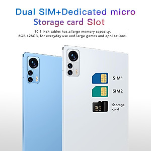 10.1 inch Tablet for Android 11, 8GB+128GB, 3200x1440 HD Screen, MTK6750 8 Core CPU Processor, 5G WiFi 4G LTE Calling Tablet (Blue)