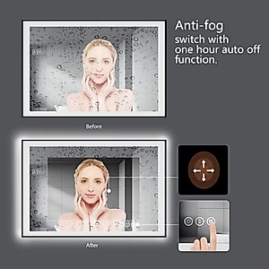 CHARMOR 40x24 LED Bathroom Mirror with Lights, Dimmable Framed Bathroom Vanity Mirror, Backlit and Front Lighted, Anti-Fog (Horizontal/Vertical)