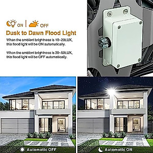 STASUN LED Flood Lights Outdoor, 300W 27000LM Dusk to Dawn Security Light with Photocell, IP66 Waterproof, 5000K, 3 Heads Adjustable Wide Outside Lighting for Area Parking Lot, Yard, Street, Stadium
