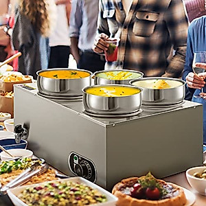 Commercial Food Warmer 16.8 Qt Capacity - Stainless Steel Countertop Soup Pot with Adjustable Temperature and Tap