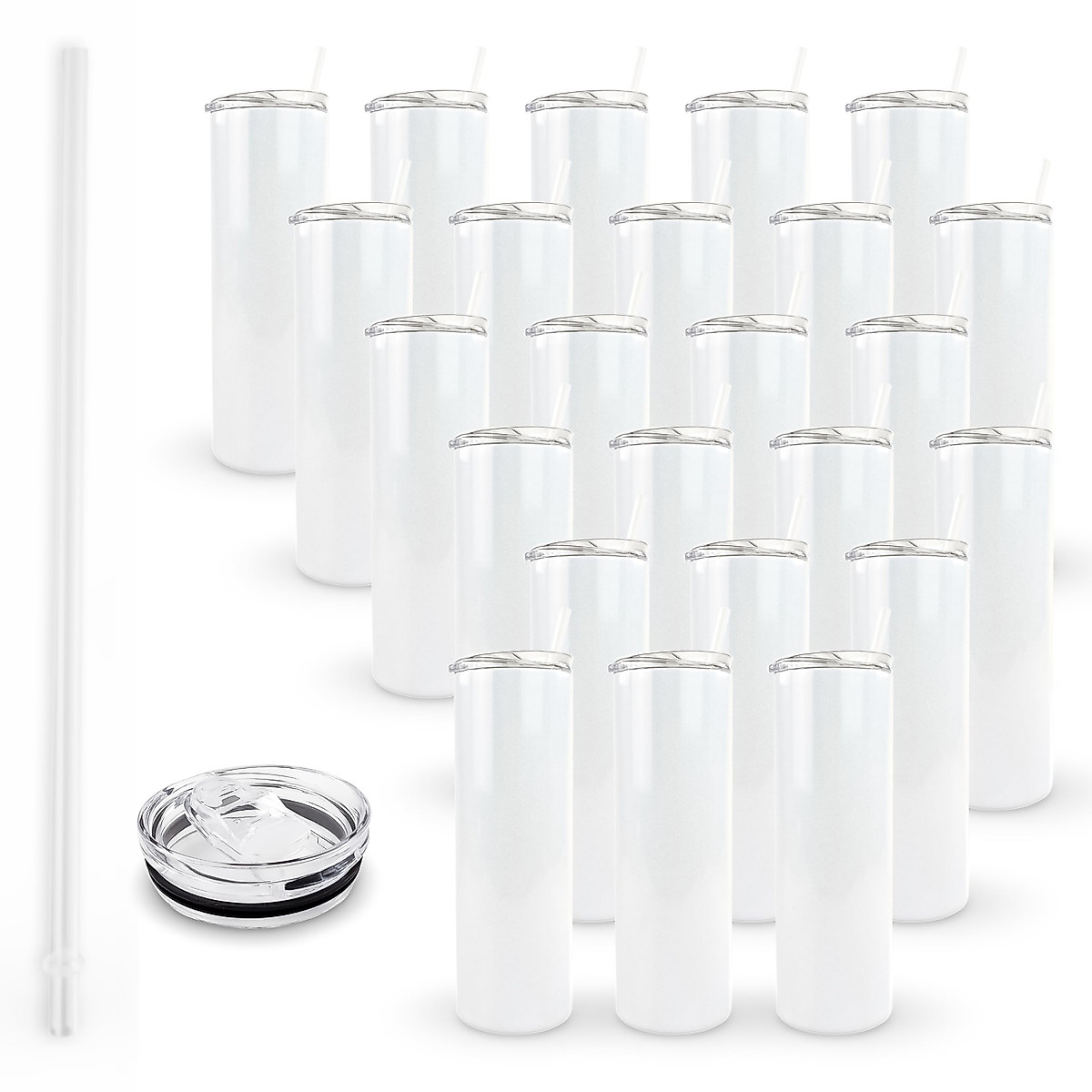 Hogg 20 oz Sublimation Tumblers Holographic (24 Units) - Shimmer Coating, Sublimation Blanks, Bulk Tumblers with Lids and Straws, 20oz Skinny, Blank Cups