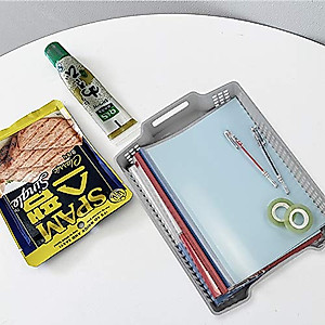 Sandmovie Large Basket Tray, Plastic Stacking Paper Storage Basket, Grey, 6 Packs