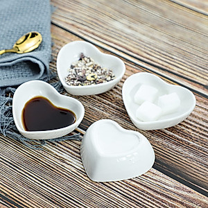 SOCOSY Heart-shaped Multipurpose Ceramic Sauce Dish Seasoning Dishes Sushi Dipping Bowl Appetizer Plates Serving Dish Saucers Bowl(Set of 4)