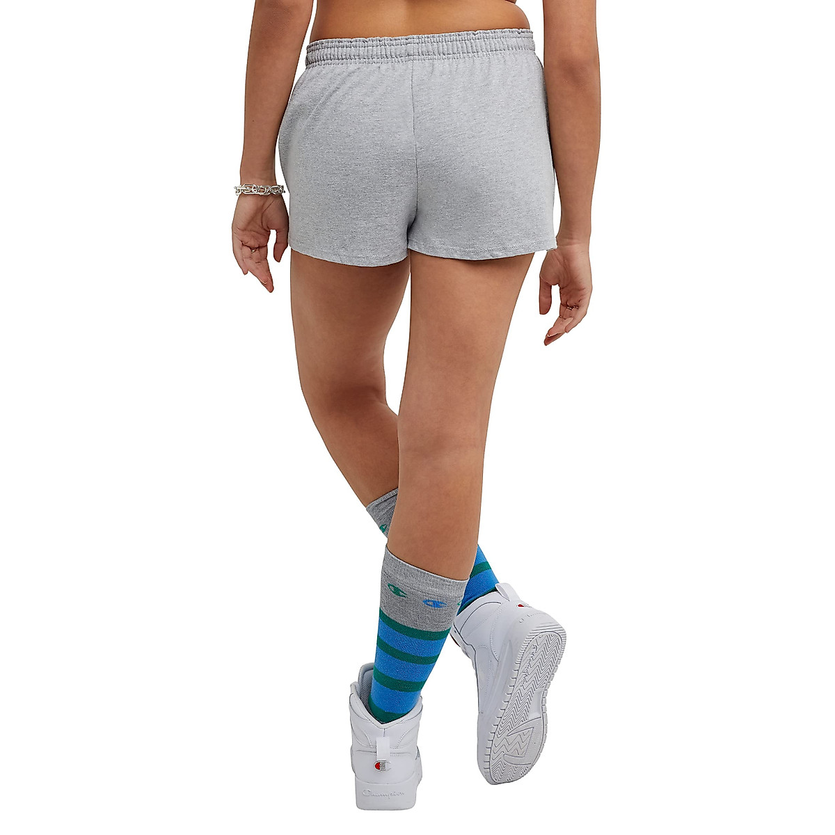 Champion, Soft, Comfortable Practice Shorts for Women, 3.5", Oxford Gray Small Script, Medium
