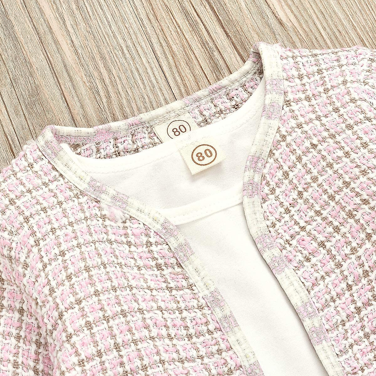 BOIZONTY Toddler Kids Baby Girls Plaid Skirt Set Cardigan Jacket Coat + Tutu Dress Set Long Sleeve Outfits Fall Outfit Set (Pink,3-4T)