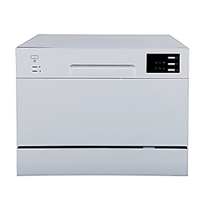SPT SD-2225DS Compact Countertop Dishwasher/Delay Start Energy Star Portable Dishwasher with Stainless Steel Interior and 6 Place Settings Rack Silverware Basket/Apartment Office Home Kitchen, Silver