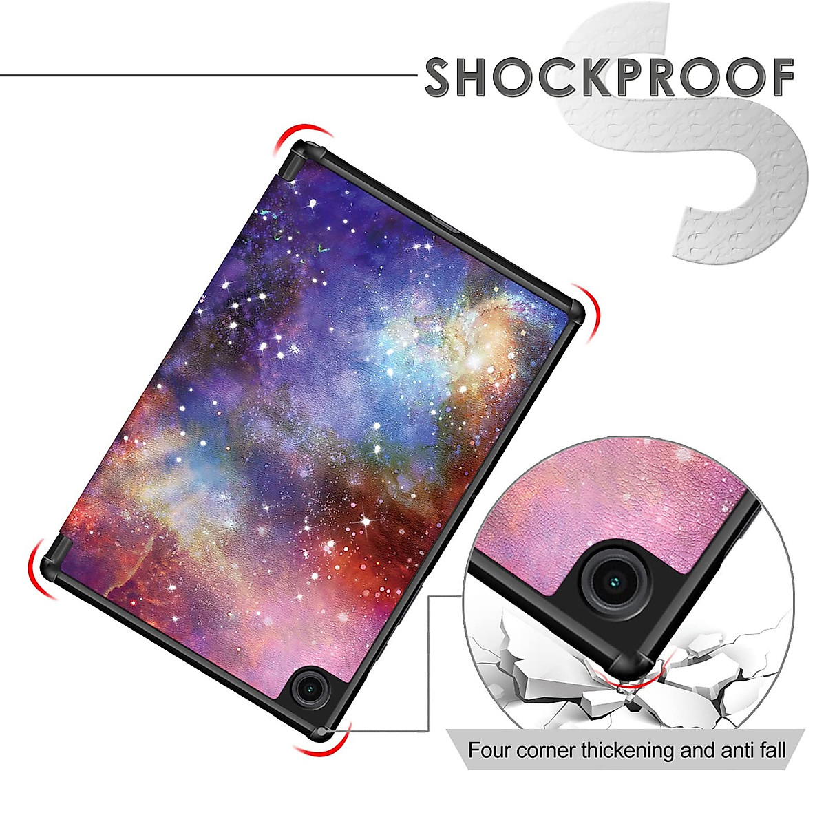 DETUOSI Slim Case for Samsung Galaxy Tab A8 10.5" 2022 (SM-X200/X205/X207), Galaxy Tab A8 10.5 inch Tablet Cover, Auto Sleep/Wake, Tri-fold Folio Flip Leather Book Cover Shell Magnetic Stand Milky way