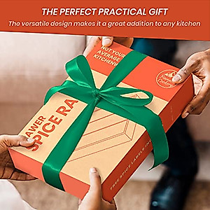 Pinnacle Cookery Spice Drawer Organizer for Kitchen - Bamboo Spice Rack Organizer for Drawer - 15x13 Space Saving Seasoning Organization Storage Tray