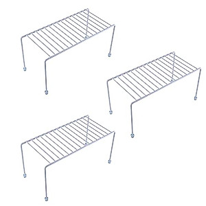 Mini Kitchen Shelves,Cabinet Storage Shelf Rack, Cabinet Organization ,Kitchen Bathroom Pantry Cupboard Desk Home Office, Fridge, Cabinet, Bathroom Cupboard, Non-Slip Plastic Feet (White Set of 3)