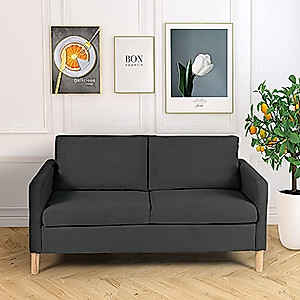 TYBOATLE 55" Modern Fabric Loveseat Sofa with 2 USB Charging Ports, Furniture Suitable for Small Spaces, Living Room, Office, Soft Couch Easy to Install (Dark Grey, Loveseat)