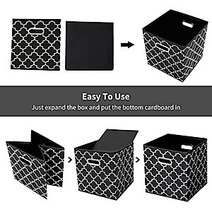Yunkeeper 11 Inch Cube Storage Bins , Fabric Cube Organizer Bins with Handle, Foldable Cube Bins for Cloth or Accessary Storage, 11x11x11 Set of 3 (Black Light)