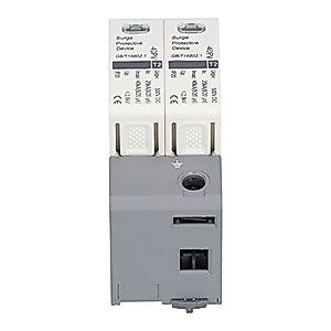 Jeankak DC Power Surge Protector, 20 40KA 500VDC Voltage Surge Arrester Device Protection Device DIN Rail Mount Surge Protector