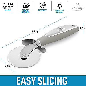Zulay Kitchen Large Pizza Cutter Wheel - Premium Stainless Steel Pizza Slicer - Easy To Clean & Cut Pizza Wheel - Super Sharp, Non-Slip Handle & Dishwasher Friendly - Gray