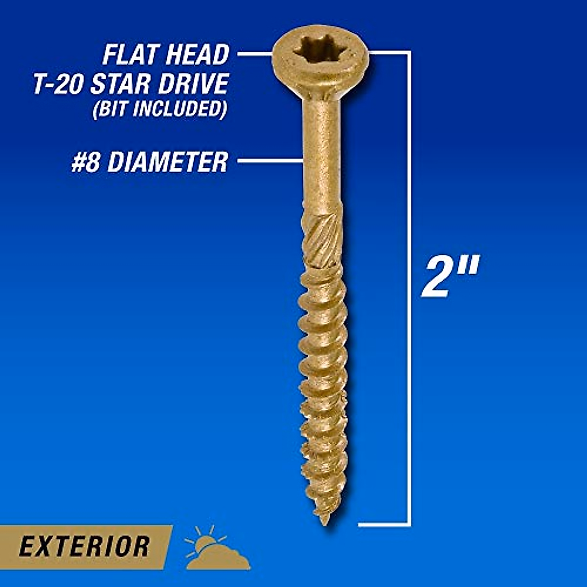 Power Pro 967775 Wood Screws, #8 x 2", Premium Outdoor Deck Screws, Rust Resistant, Epoxy Coated Bronze, 3000pcs Box