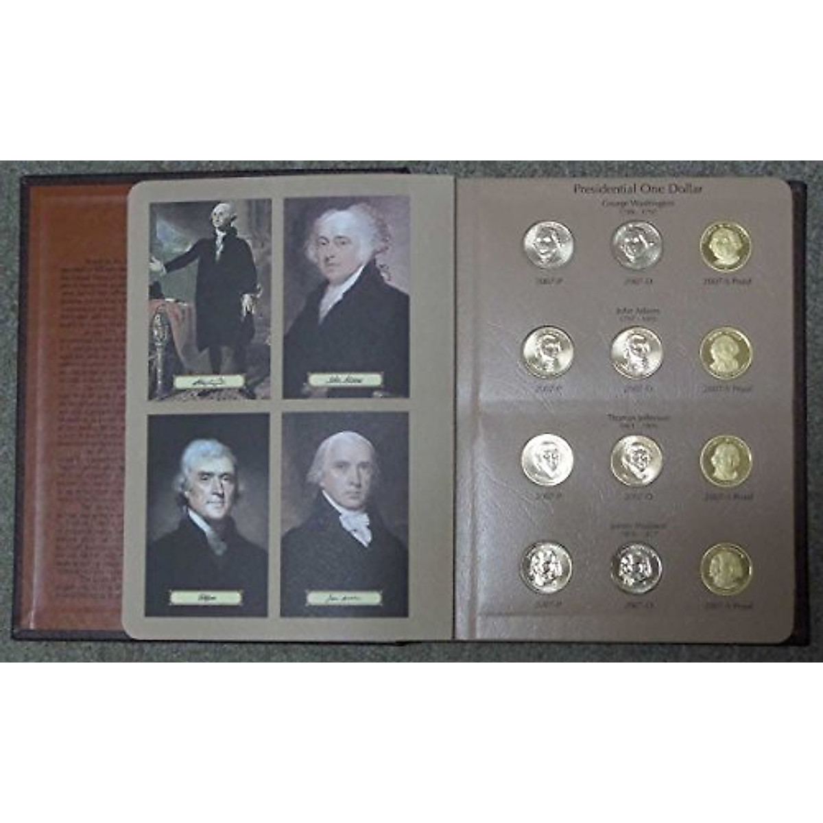 2007 P, D, S Set 2007-2011 P,D,S 60 Coin Presidential Dollar Set in Bookshelf Dollar Album #8184 Proof