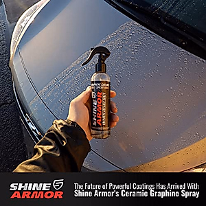 SHINE ARMOR Graphene Ceramic Coating Spray Highly Concentrated for Vehicle Paint Protection and Shine with Hydrophobic Top Coat Technology & Anti Fog Hero Microfiber Cloth Windshield Glasses Spray