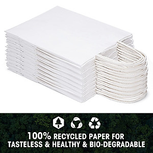 Cihooz White Gift bags 50Pcs White Paper Bags With Handles Bulk 8X4.75X10.5 Paper Bags for Business,Shopping,Retail,Party Favor,Wedding,Thank You Gift Bags Bulk