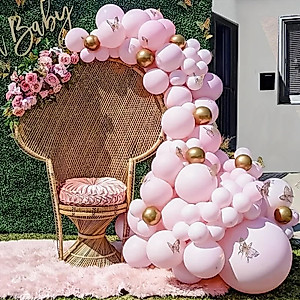 140pcs Pink Balloon Arch Kit, Pastel Balloons of Different Sizes Pack of 18 12 10 5 Inch for Birthday Party or Gender Reveal Party Balloon Arch as Graduation Wedding Baby Shower Party Decorations