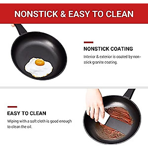 Sakuchi Nonstick Frying Pan 11 Inch, Skillet Non Stick for Induction Cooktop, Cooking Pan with Bakelite Handle, Black