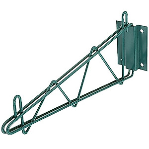 TrueCraftware 18” Double Shelf Support Direct Wall Bracket Green Epoxy Coated Iron- Wire Shelf Bracket for Pantry Kitchen Home Wire Wall Mount Shelf