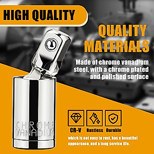 3PCS Universal Joint Socket Set, 1/4” 3/8” 1/2” Drive Swivel Socket Adapter Set, Premium Chrome Vanadium Steel Universal Joint Socket Adapter Suitable for Narrow Spaces- Tiosamd