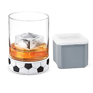 Final Touch Kick-Off Whiskey and Cocktail Soccer/Football Tumbler Sports Glasses with Square Ice Mould - 12oz (350ml) (FTA6675)