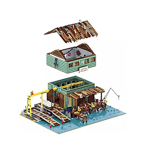 General Jim's Ship Repair Yard Fisherman's Harbor Town Series Street View Architecture 3281 Piece Detailed City Modular Building Block Bricks Model or Playset for Teens and Adults