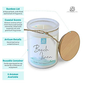 BB Candles Coastal Essentials Natural Soy Hand Poured Candle, Beach Linen Scent, Fragrant Coastal Candle with Strong Scents, Artisan Candle, 12oz, 90+ Hours Burn Time